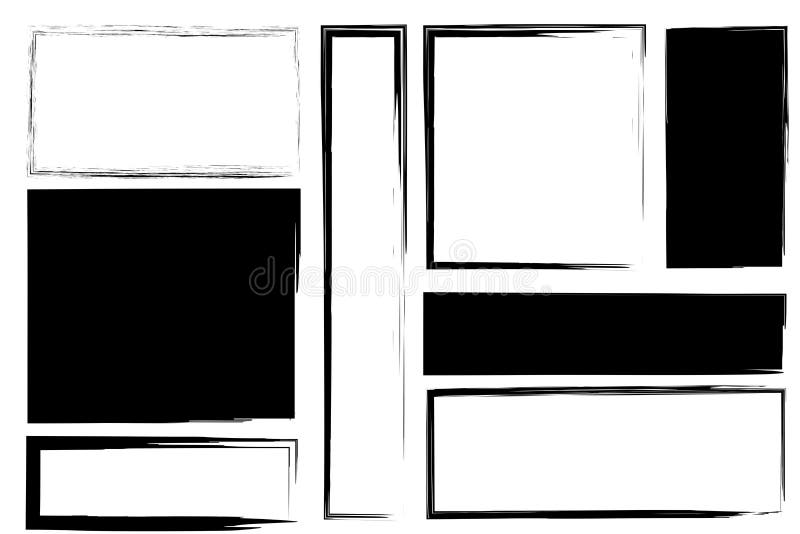 Vector Illustration of Square Black Shapes. Rough Rectangles. Brush ...