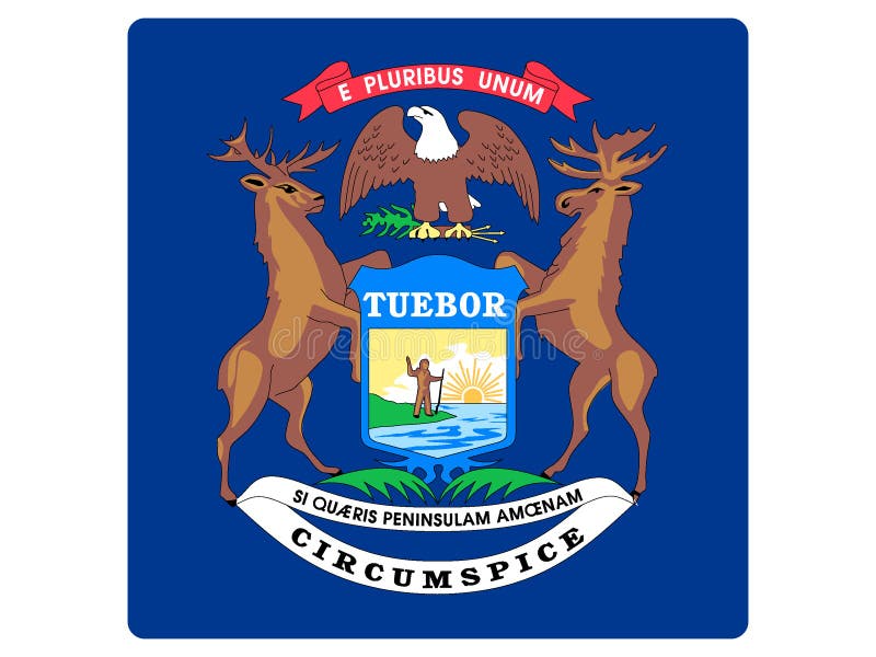 Square Flag of USA State of Michigan Stock Vector - Illustration of ...