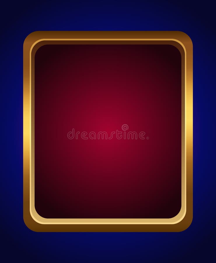 Vector Illustration of Square Golden Frame on Dark Blue Background ...