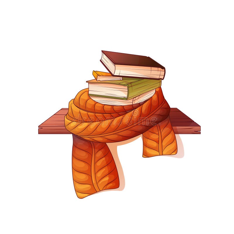 Vector Illustration of Stack of Books in Scarf. Stock Vector ...