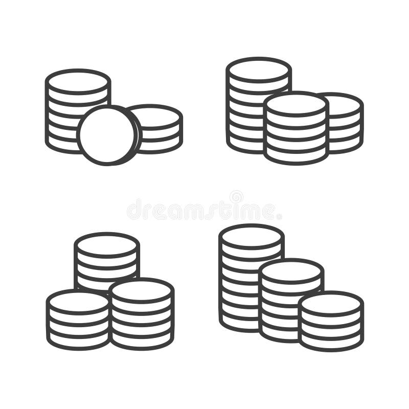 Coin Icon Vector. Outline Coins Sign. US Dollar Coins. Stock ...