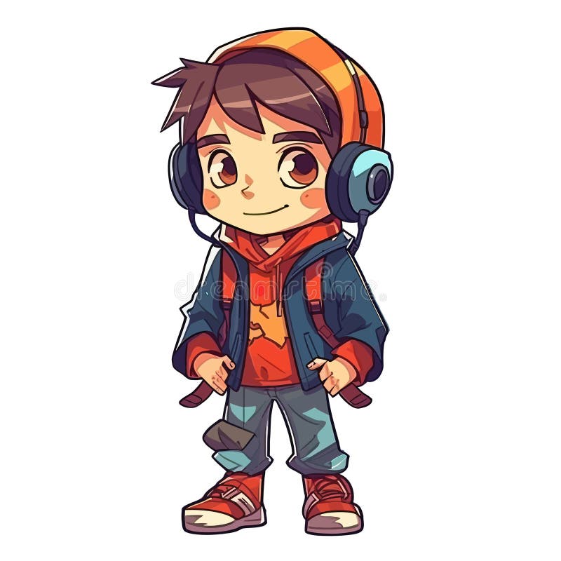 Vector Illustration of Standing Cartoon Character Schoolboy Stock ...