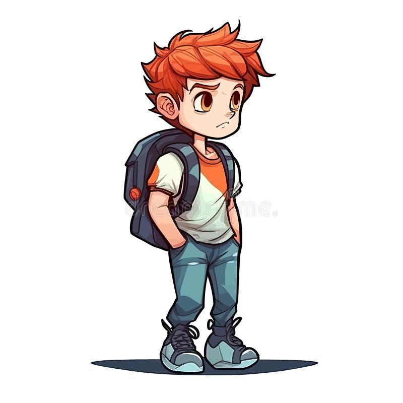 Vector Illustration of Standing Cartoon Character Schoolboy Stock ...