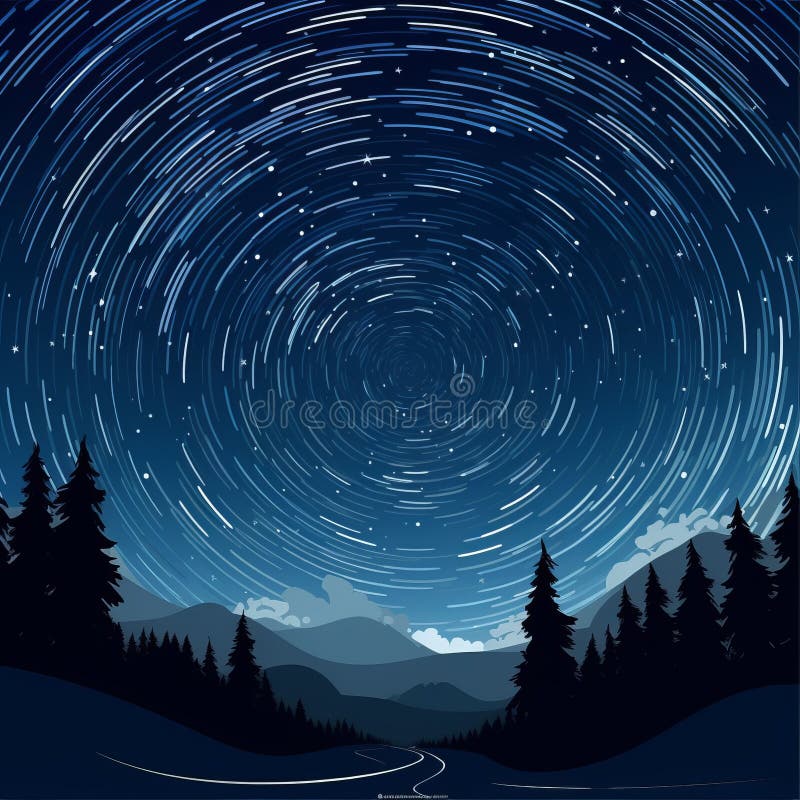 Vector Illustration of Star Trail in the Night Sky Stock Illustration ...