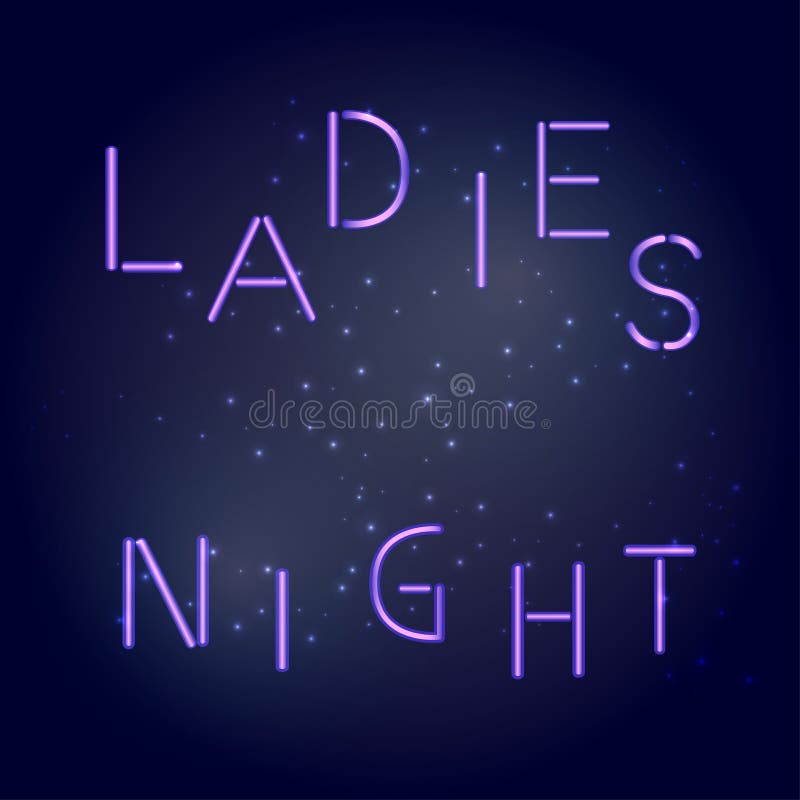 Vector Of Starry Night Sky Background And Ladies Night Violet Text ...
