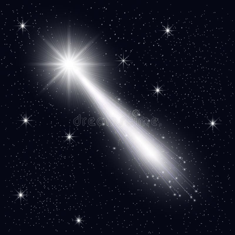 Vector Illustration of a Starry Sky with a Bright Glowing Star. Flash ...