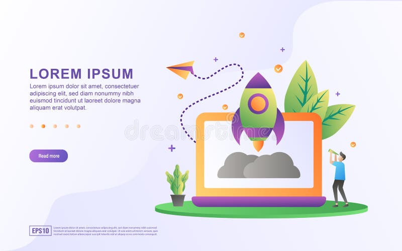 Vector Illustration of Startup Business Concept. People are Launching a ...