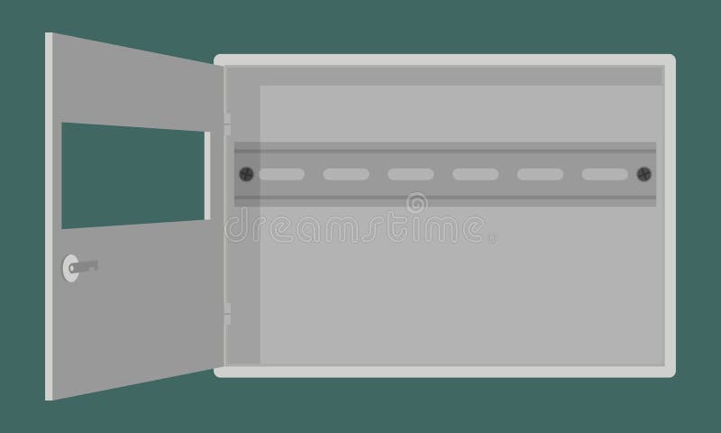Empty Circuit Breaker Box with Mounted DIN Rail Stock Vector ...