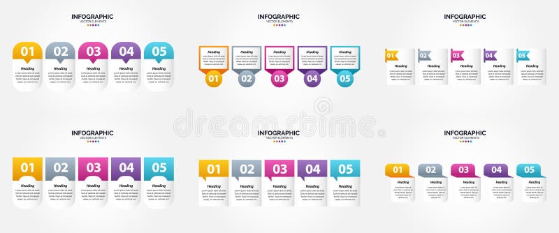 Vector Illustration 5 Steps Infographics. Flat Design Set for ...