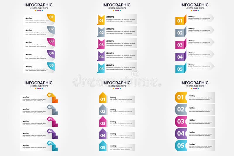 Vector Illustration 5 Steps Infographics. Flat Design Set for ...