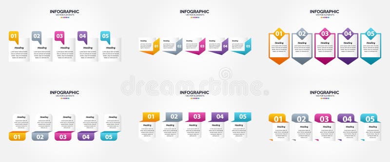 Vector Illustration 5 Steps Infographics. Flat Design Set for ...