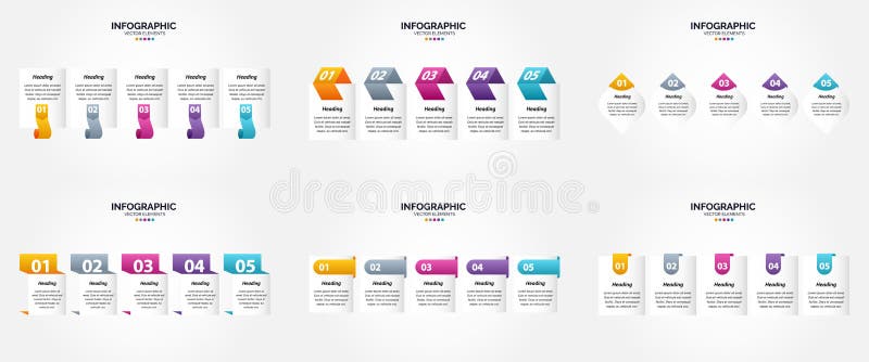 Vector Illustration 5 Steps Infographics. Flat Design Set for ...