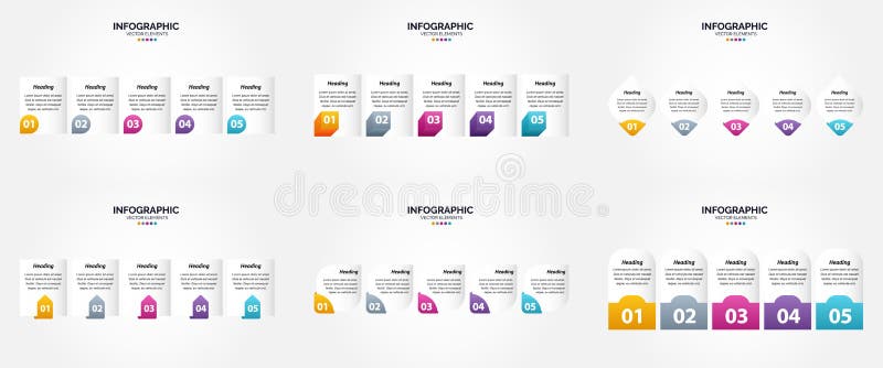 Vector Illustration 5 Steps Infographics. Flat Design Set for ...