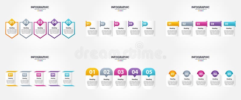 Vector Illustration 5 Steps Infographics. Flat Design Set for ...
