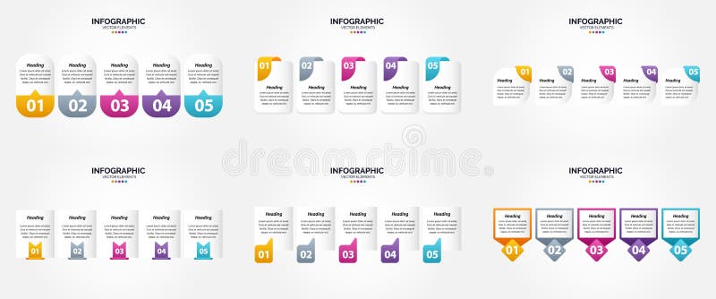 Vector Illustration 5 Steps Infographics. Flat Design Set for ...