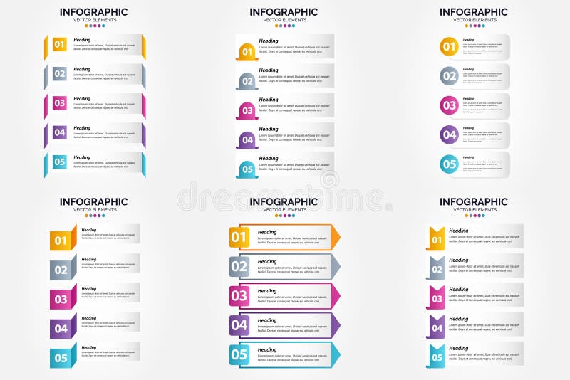 Vector Illustration 5 Steps Infographics. Flat Design Set for ...