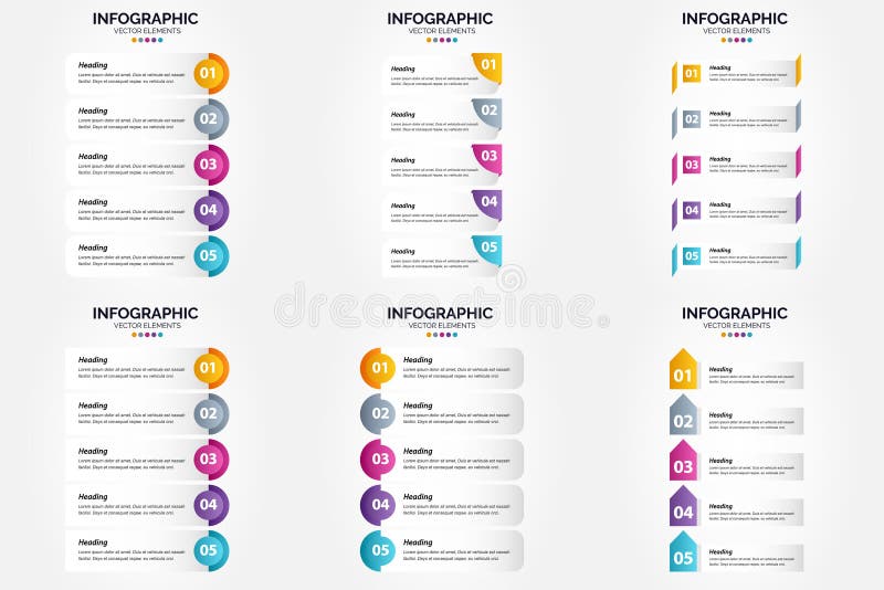 Vector Illustration 5 Steps Infographics. Flat Design Set for ...