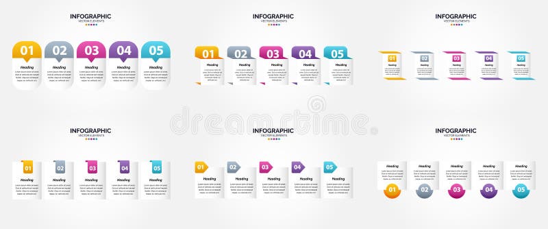 Vector Illustration 5 Steps Infographics. Flat Design Set for ...