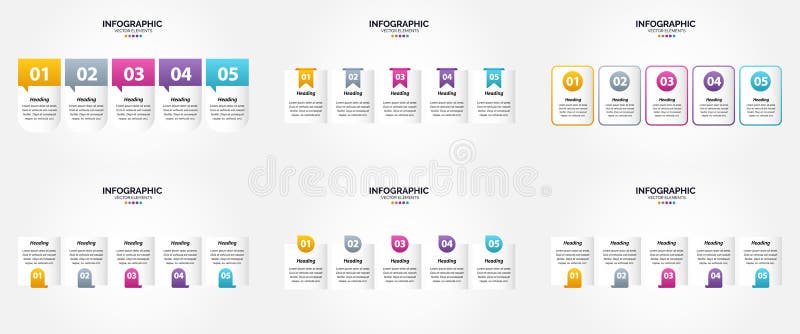 Vector Illustration 5 Steps Infographics. Flat Design Set for ...
