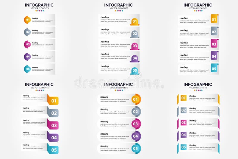 Vector Illustration 5 Steps Infographics. Flat Design Set for ...