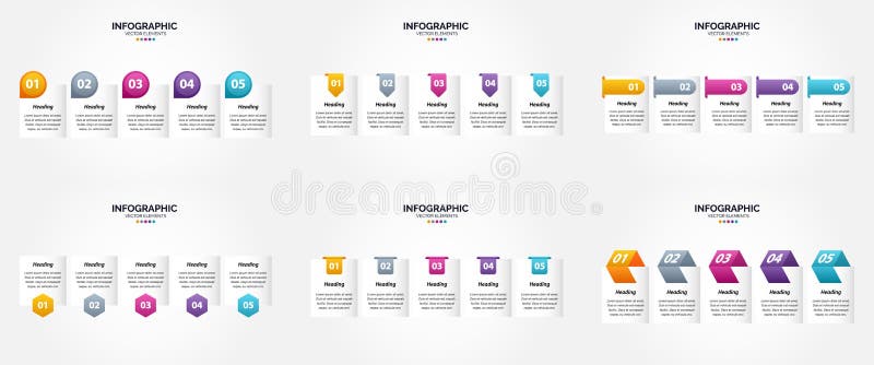 Vector Illustration 5 Steps Infographics. Flat Design Set for ...