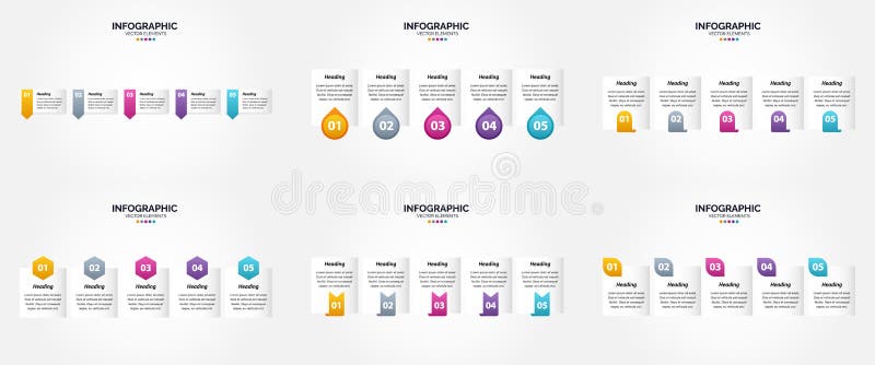 Vector Illustration 5 Steps Infographics. Flat Design Set for ...