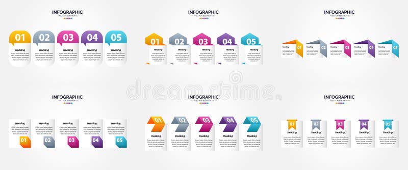 Vector Illustration 5 Steps Infographics. Flat Design Set for ...