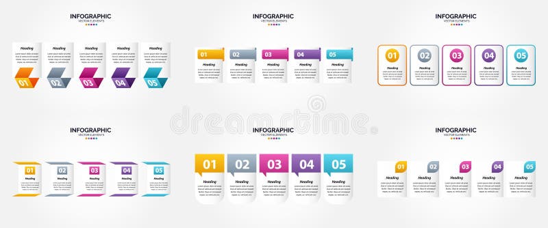 Vector Illustration 5 Steps Infographics. Flat Design Set for ...