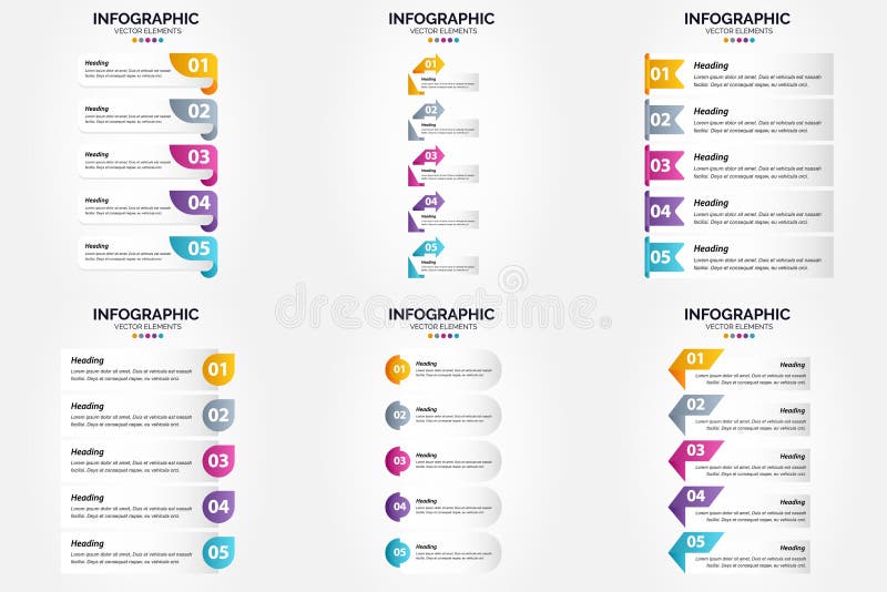 Vector Illustration 5 Steps Infographics. Flat Design Set for ...