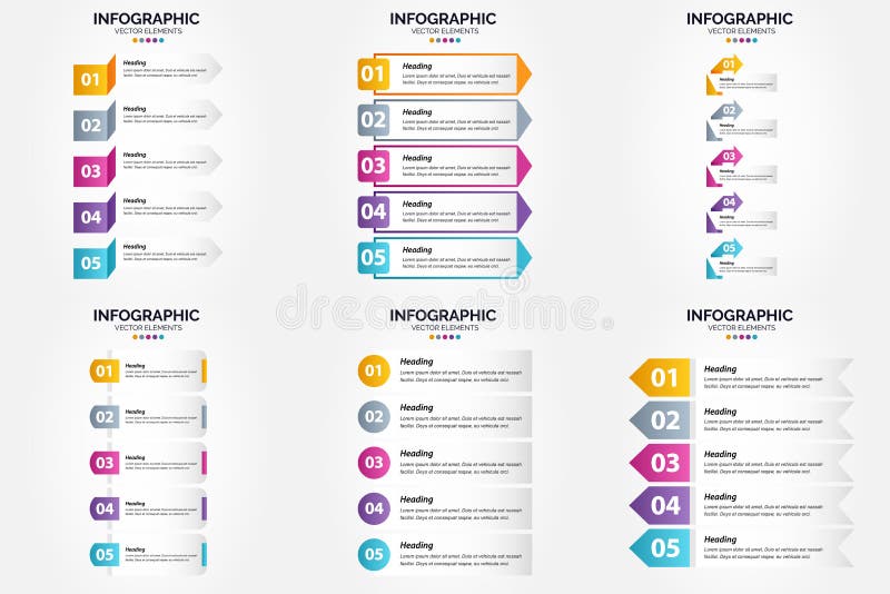 Vector Illustration 5 Steps Infographics. Flat Design Set for ...
