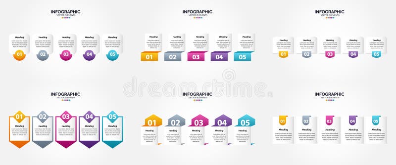 Vector Illustration 5 Steps Infographics. Flat Design Set for ...