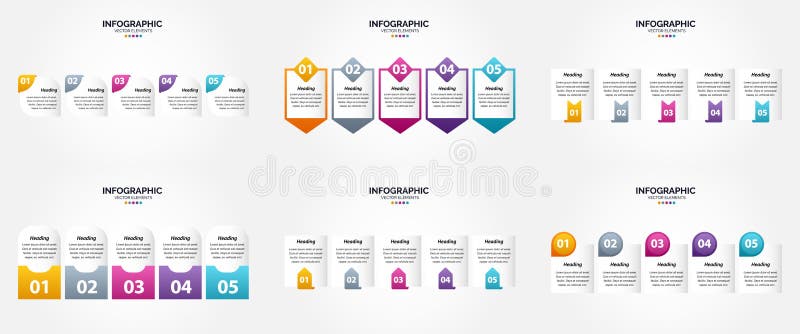 Vector Illustration 5 Steps Infographics. Flat Design Set for ...