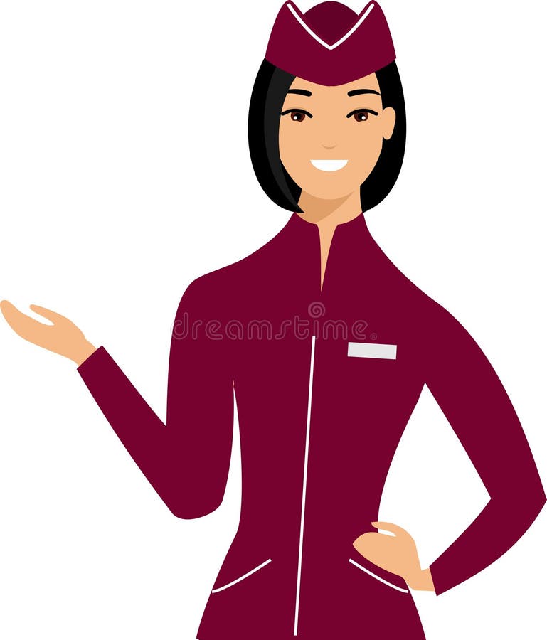 Stewardess Air Hostess in Uniform in Flat Style. Stock Vector ...