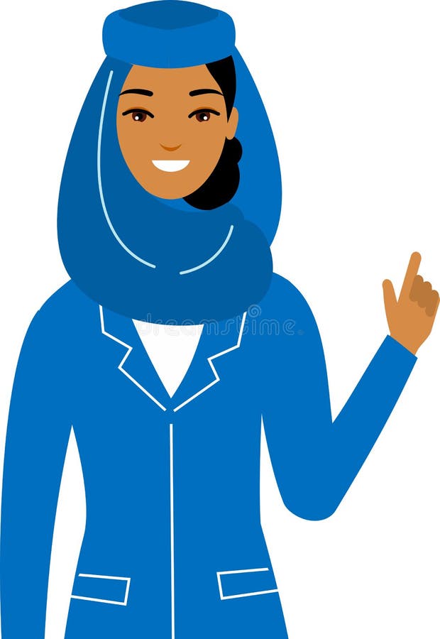 Stewardess Air Hostess in Uniform in Flat Style. Stock Vector ...