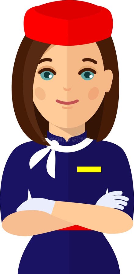 Stewardess Air Hostess in Uniform in Flat Style. Stock Vector ...