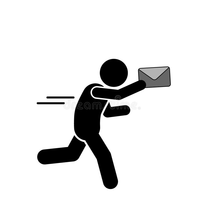 Vector Illustration of Stickfigure and Stickman Sending Mail, Courier ...