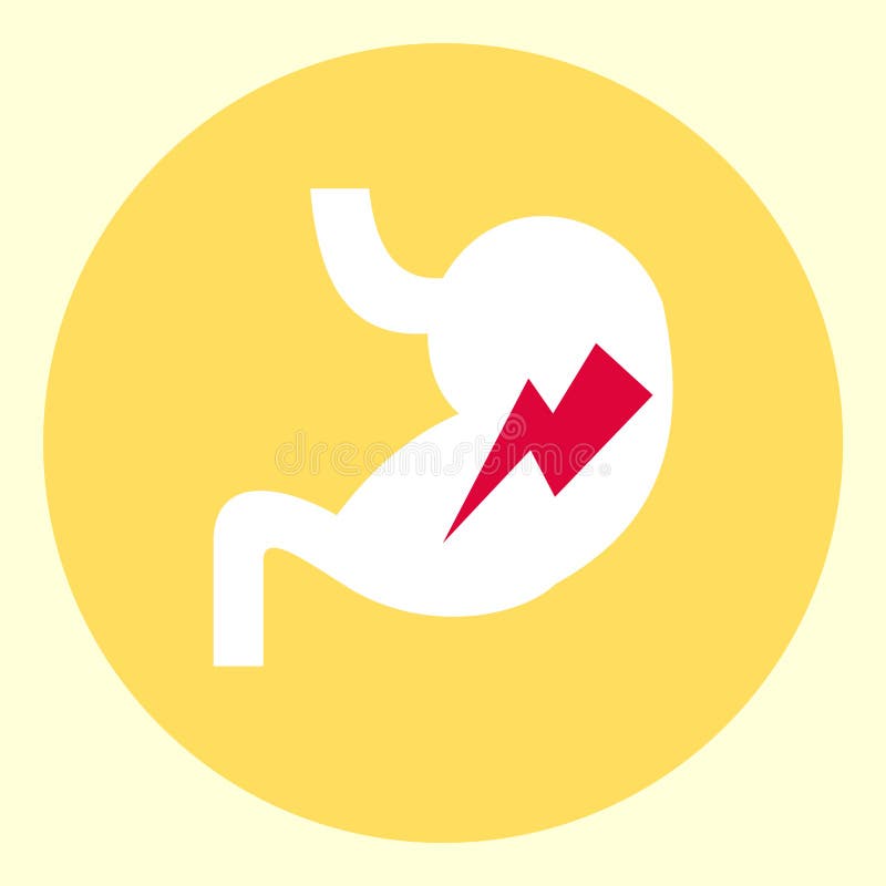 Illustration of Stomach Pain Visualized with Lightning Icon Stock ...