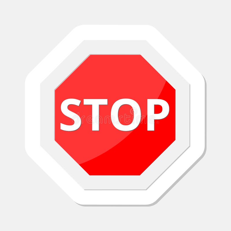 Vector Illustration of Stop Sign Sticker Stock Vector - Illustration of ...