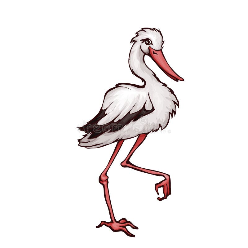 Vector Illustration of Stork in Cartoon Style Stock Vector ...
