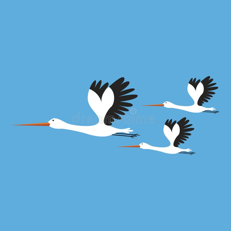 Blue Storks in a Seamless Pattern Design Stock Vector - Illustration of ...