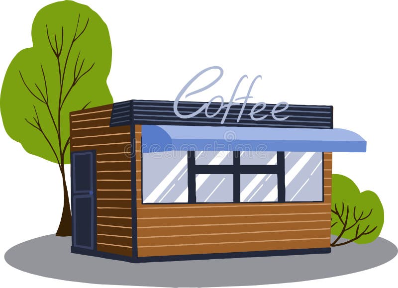 Vector Illustration of a Street Food and Coffee Kiosk Stock Vector ...