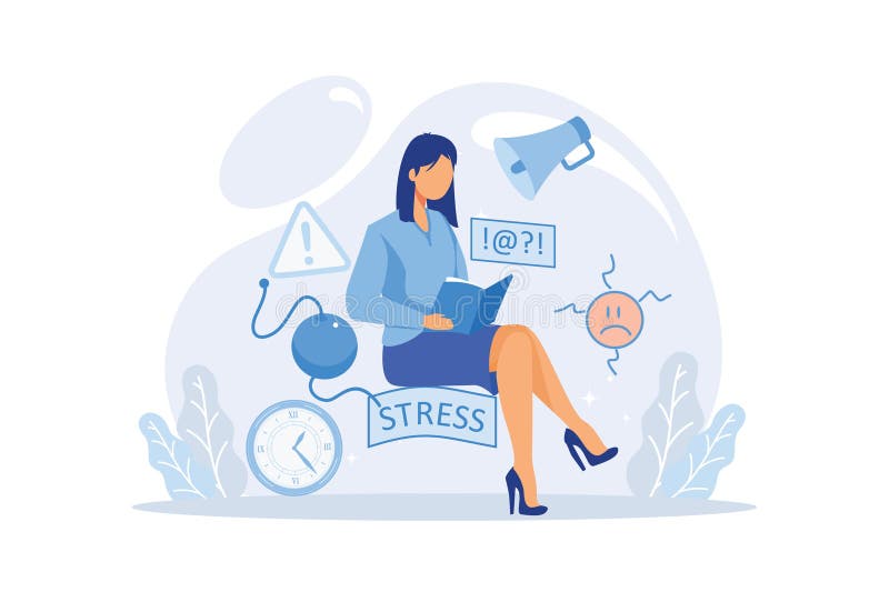 Vector Illustration for Stress at Work, Workaholic, Busy Office ...