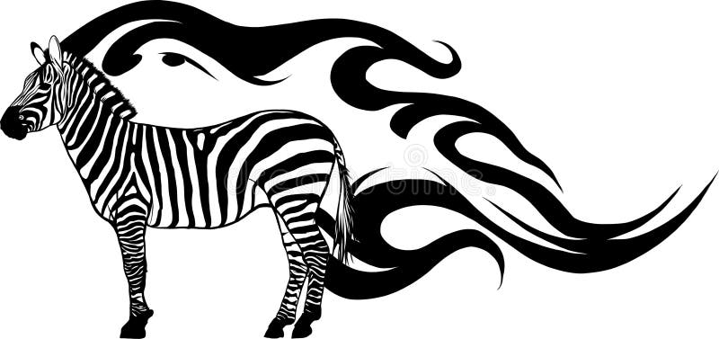 Monochrome Striped African Zebra, Vector Illustration Draw Stock ...