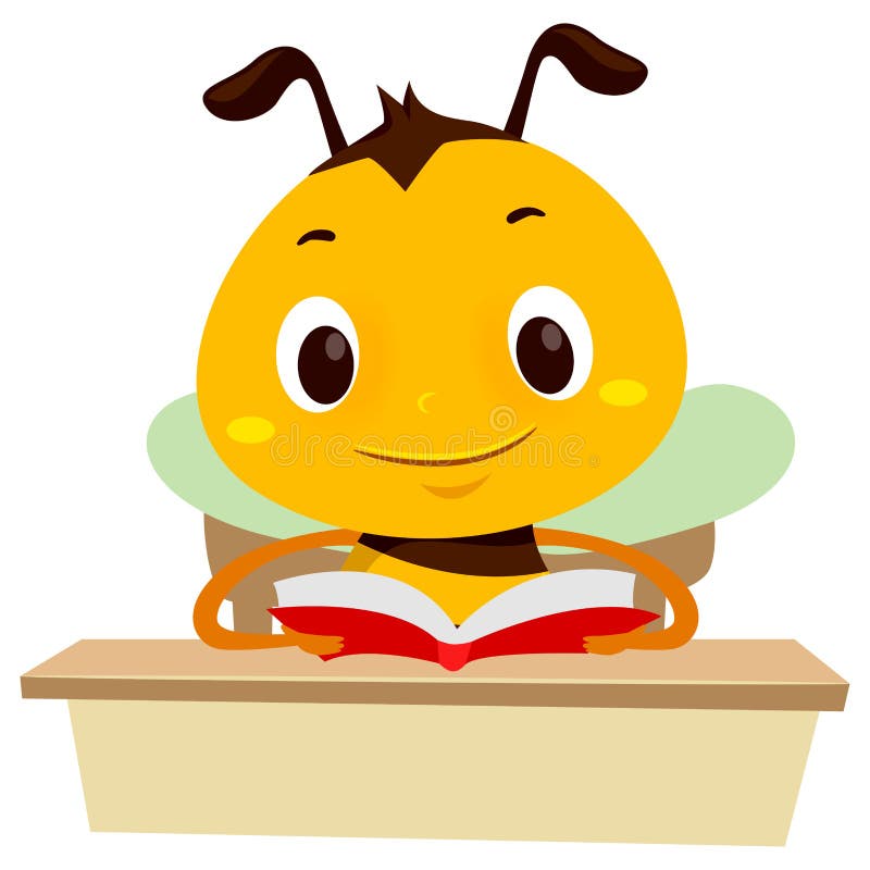 Bee reading book stock illustration. Illustration of black - 10274767