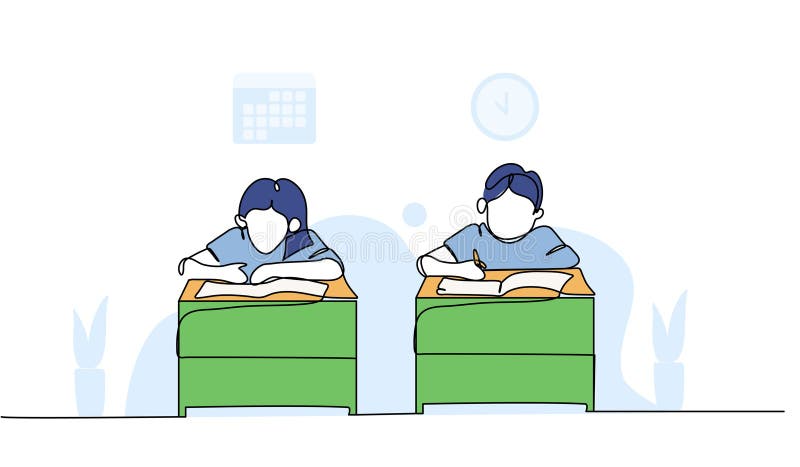 Vector Illustration of Students are Doing Assignments Stock Vector ...