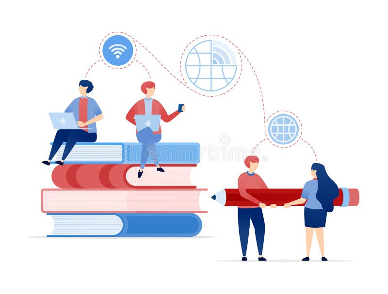 Vector Illustration of Students Explore Learning Opportunities by ...