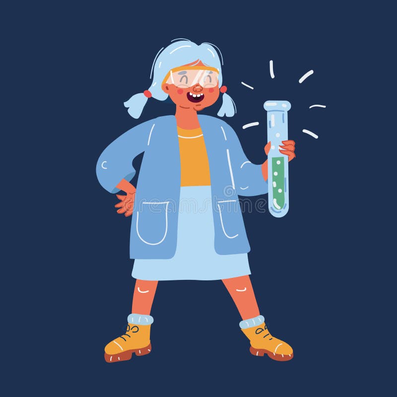 Vector Illustration of Students in a Science Class Working on a Science ...