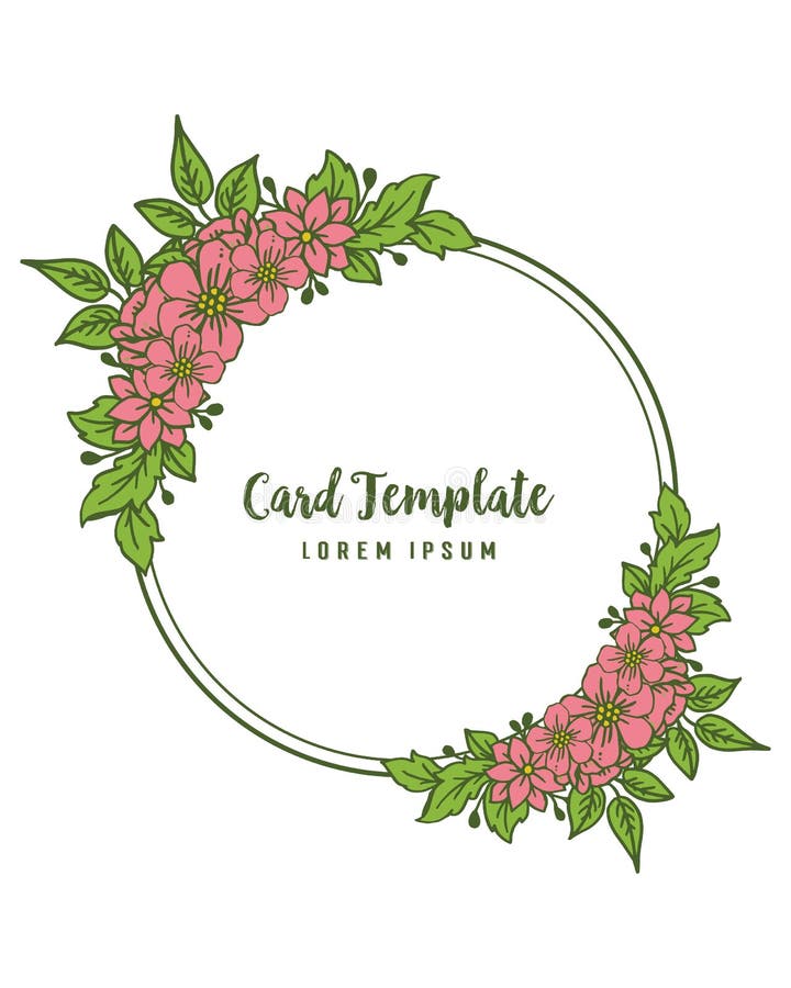 Vector Illustration Style Card Template with Artwork Frame Flower Pink ...