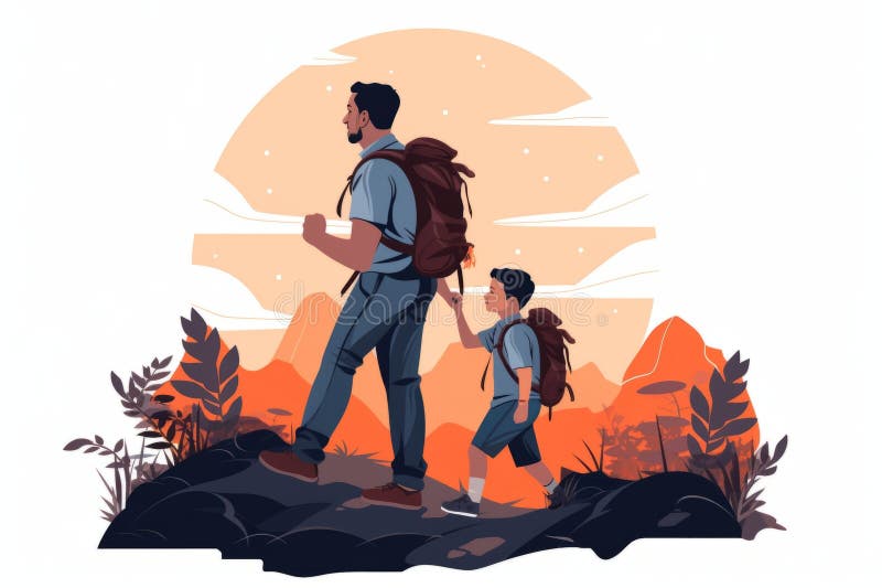 Vector Illustration Style, Father and Son, Generative Ai Stock ...