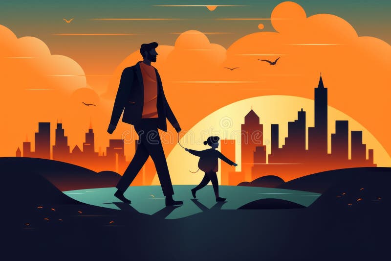 Vector Illustration Style, Father and Son, Generative Ai Stock ...